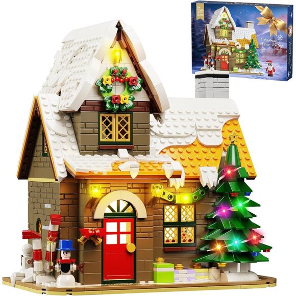 Toys | Christmas Winter Snow House Building Set With Led Lights Xmas ...